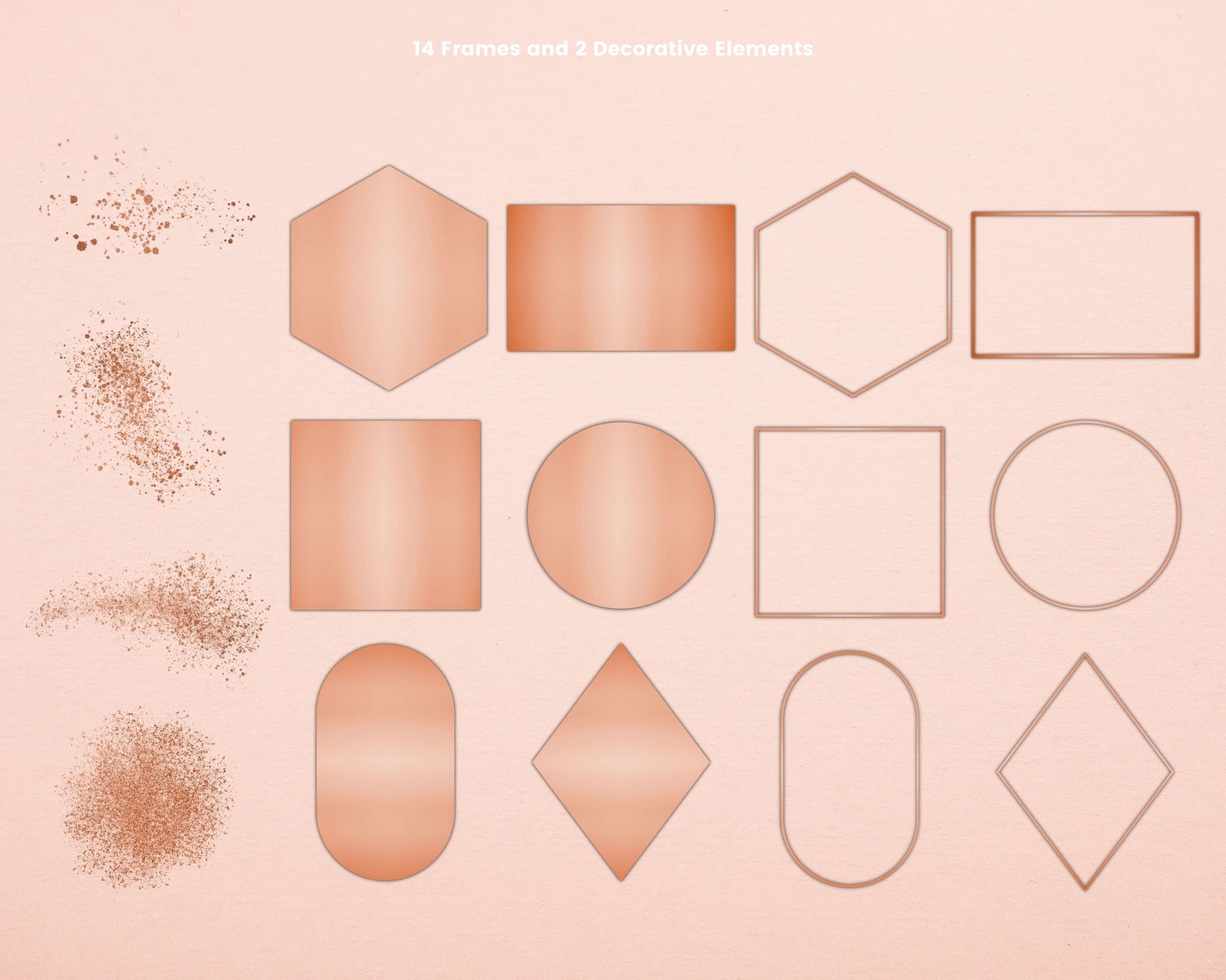 Copper Frame Clipart Copper Frames Circle Square Overlays - Etsy