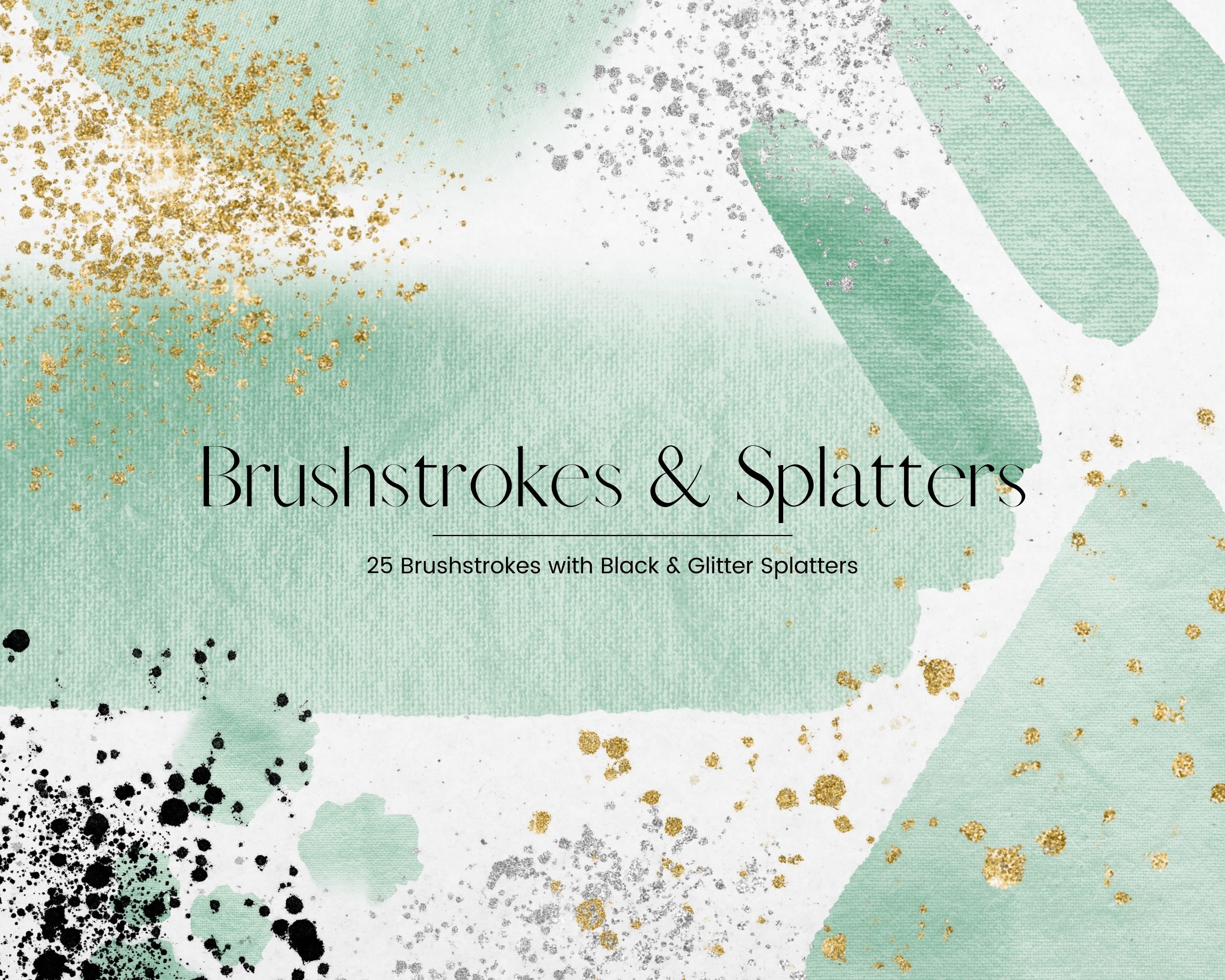 Art & Collectibles PNG Gold Glitter Splatter Green Watercolor Brush ...