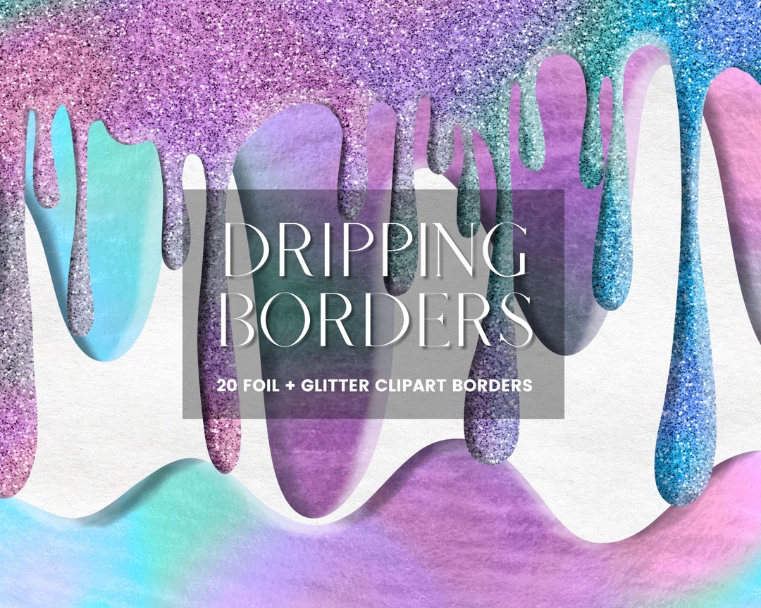 Pastel Dripping Clipart, Rainbow Dripping Borders Overlay, Pink Blue ...
