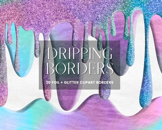 Pastel Dripping Clipart Rainbow Dripping Borders Overlay - Etsy