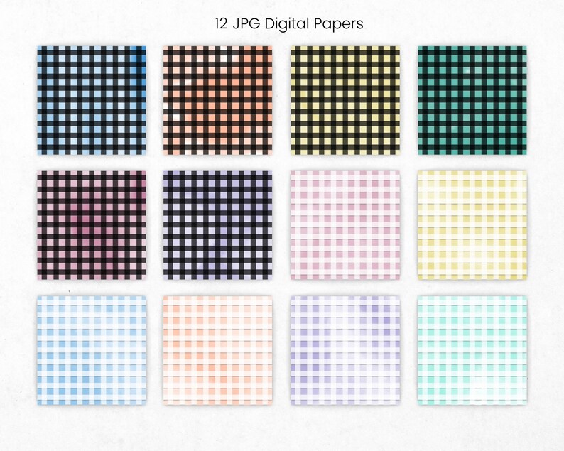 Gingham Digital Paper Pattern Pastel Modern Scrapbook Paper - Etsy