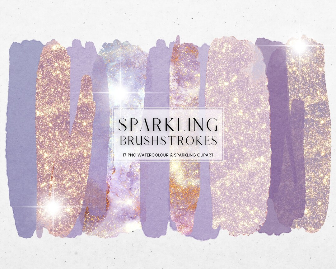 Sparkling and Watercolour Brushstroke Clipart, Glam Purple Glitter PNG ...