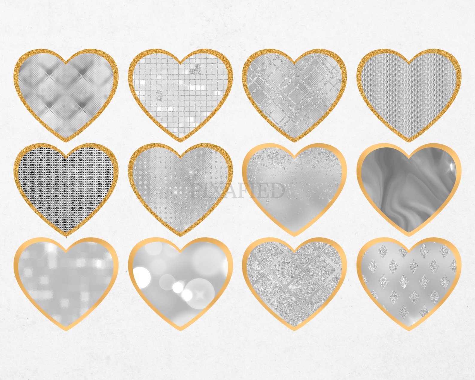 Glam Heart Clipart Sparkling Silver Glitter Love Heart Clip - Etsy