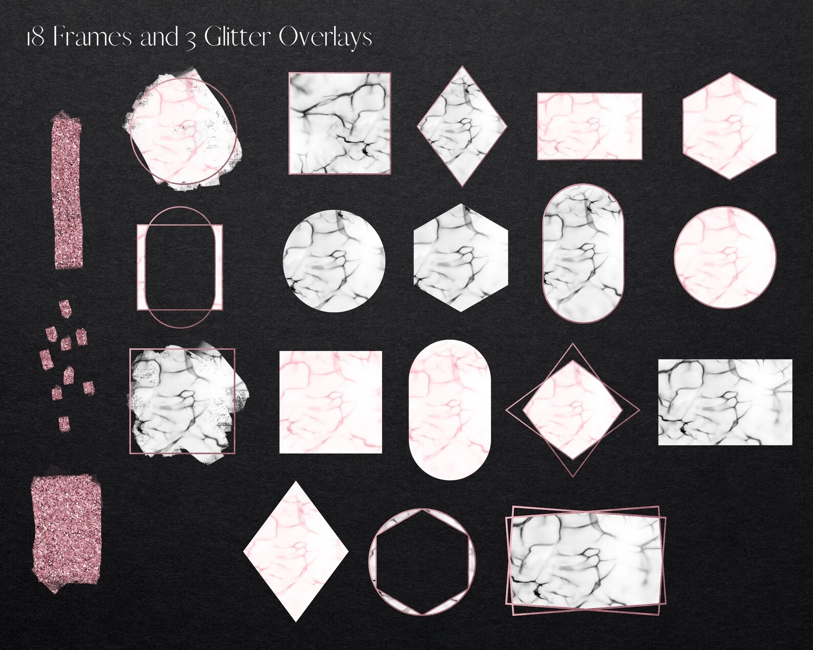 Rose Gold Marble Frame Clipart Circle Square Logo Frames | Etsy