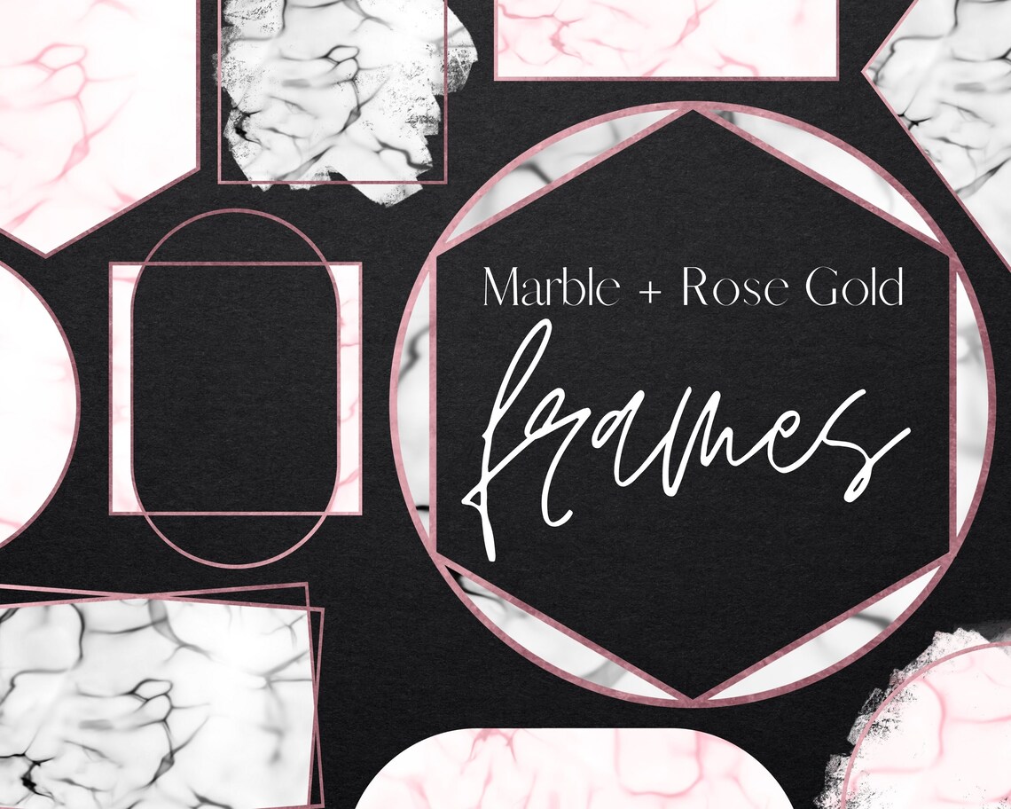 Rose Gold Marble Frame Clipart Circle Square Logo Frames - Etsy
