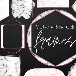 Rose Gold Marble Frame Clipart, Circle Square Logo Frames, Marble Shape ...
