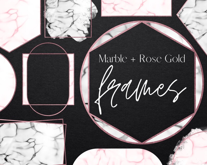 Rose Gold Marble Frame Clipart Circle Square Logo Frames - Etsy