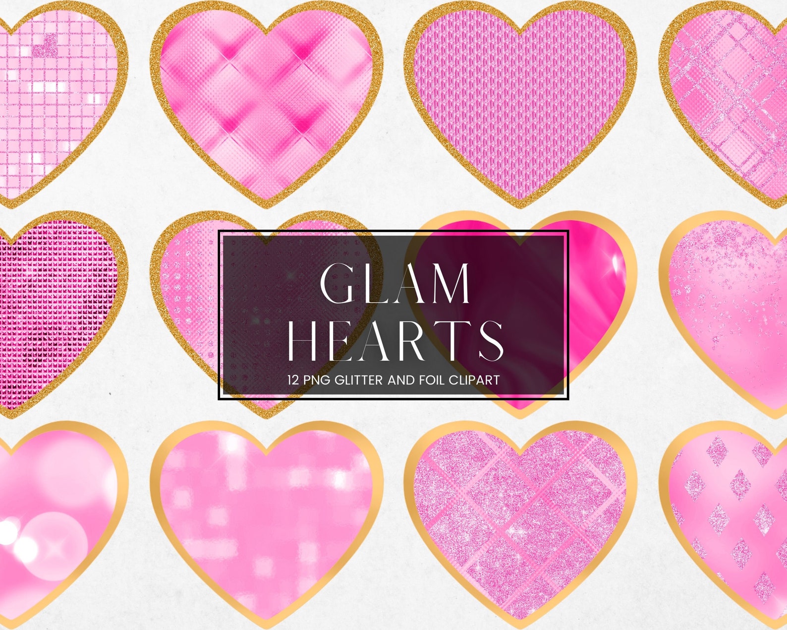 Glam Heart Clipart Sparkling Pink Glitter Love Heart Clip | Etsy