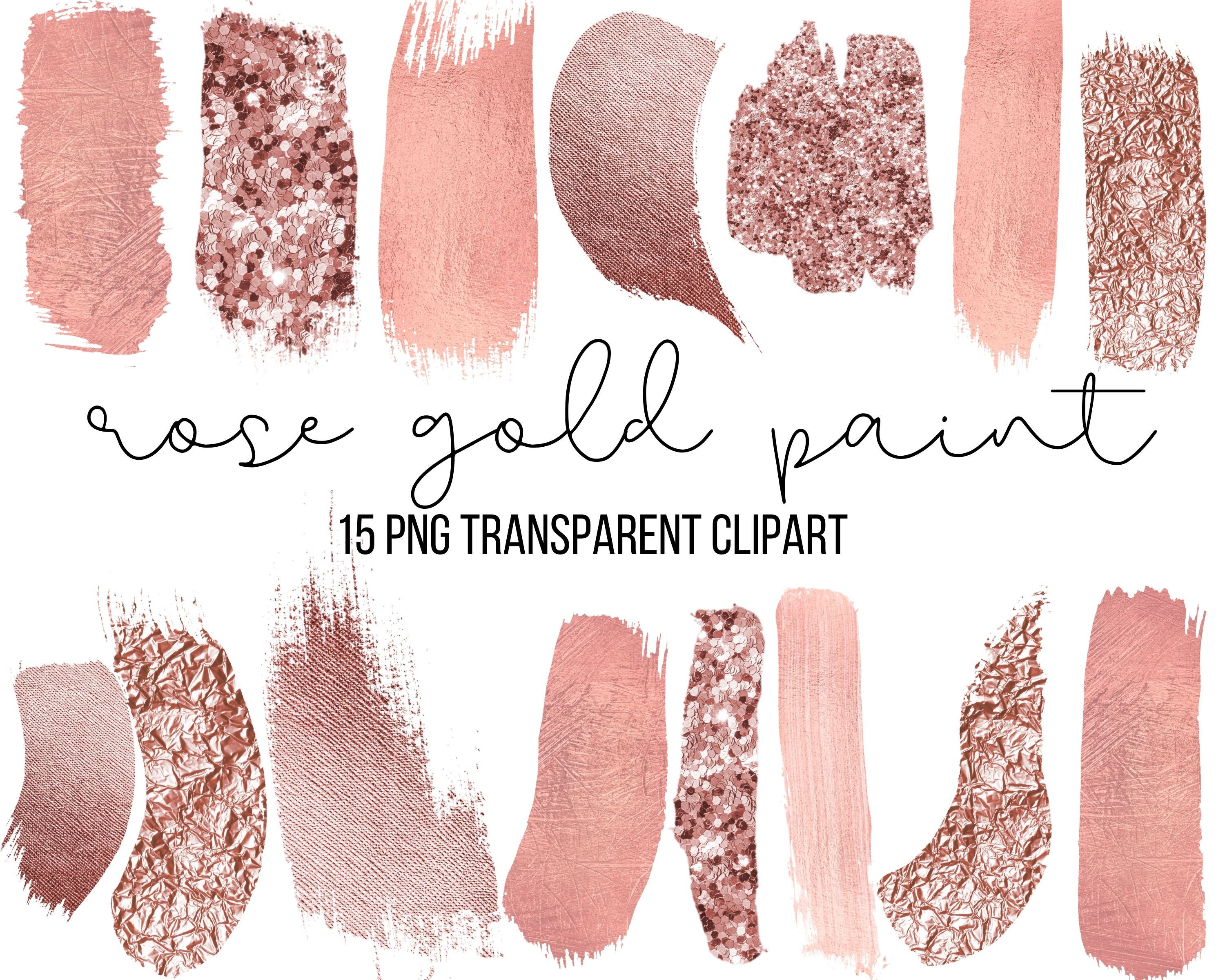 15 Rose Gold Brush Strokes Clipart Transparent Glitter Foil - Etsy