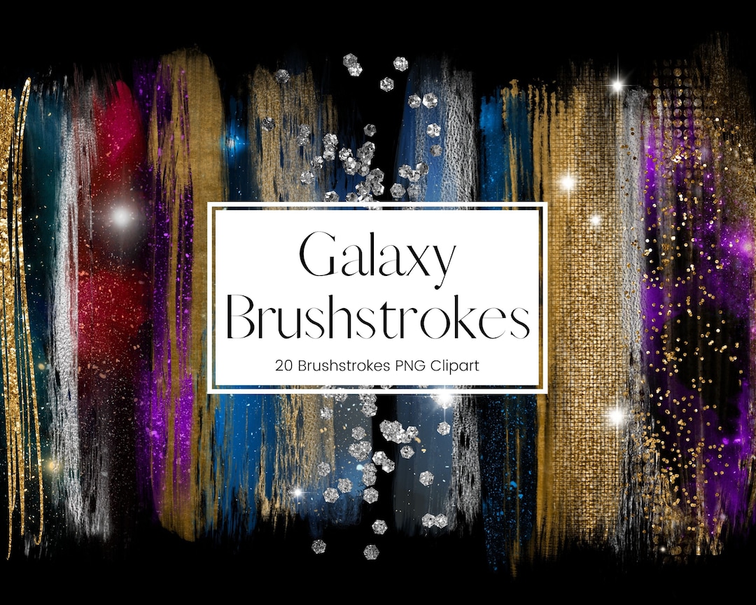 Glitter and Galaxy Brushstrokes Clipart, Silver and Gold Foil ...
