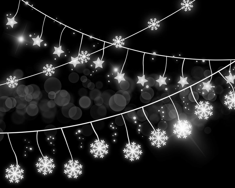 Winter String Lights Clipart White Glow Fairy Light Clip Art - Etsy