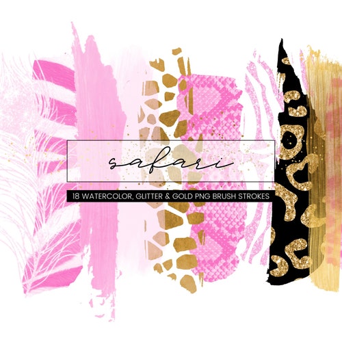 18 Safari Green and Gold Brush Strokes Clipart Transparent - Etsy