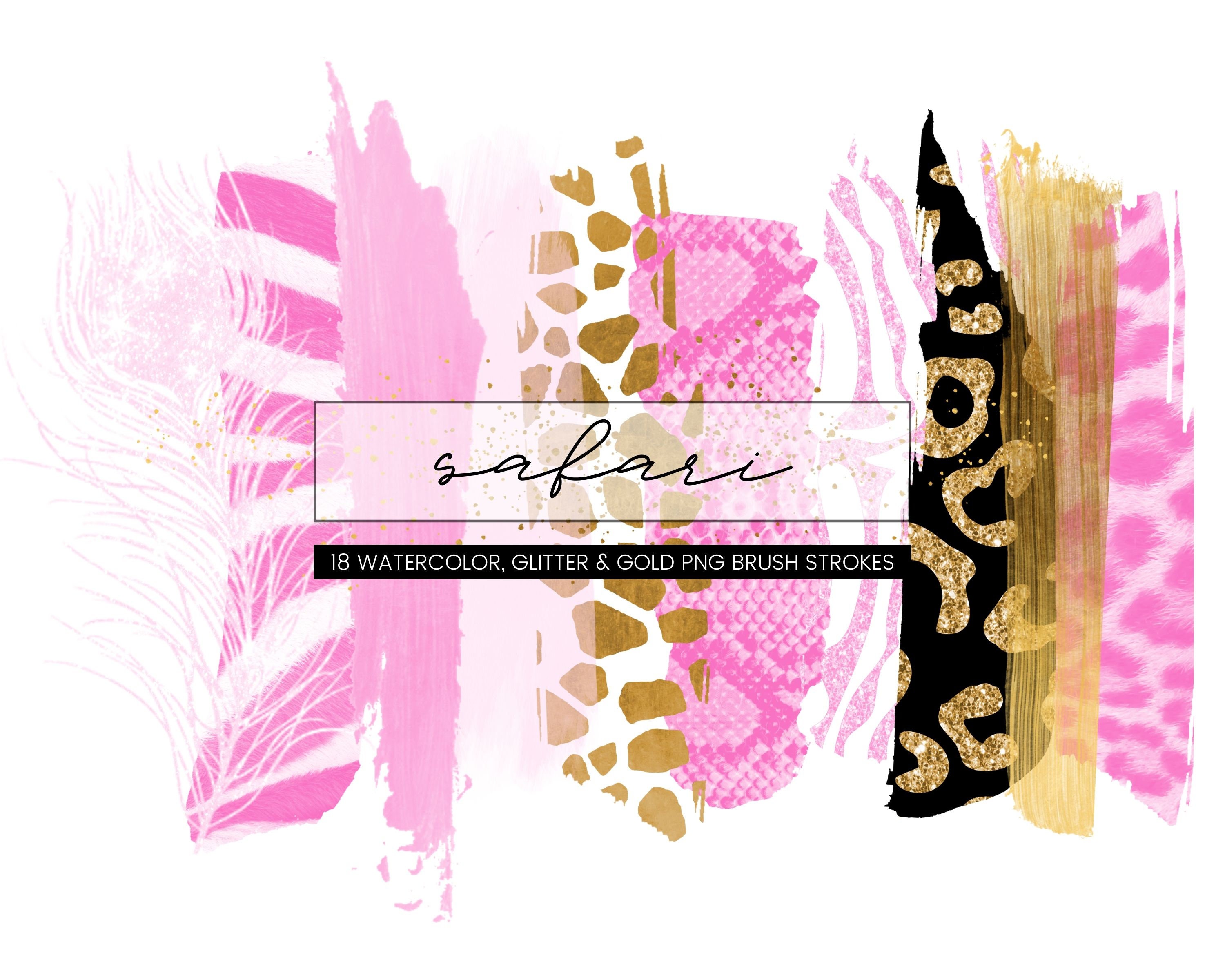 18 Safari Pink and Gold Brush Strokes Clipart Transparent Png | Etsy