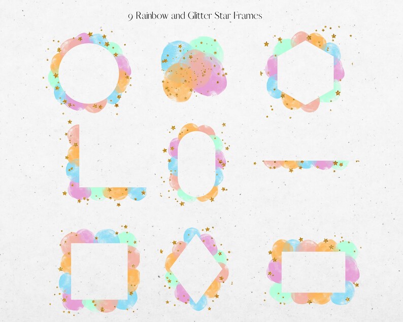 Rainbow Frames Clipart, Square, Painted Circle Borders, PNG Transparent ...