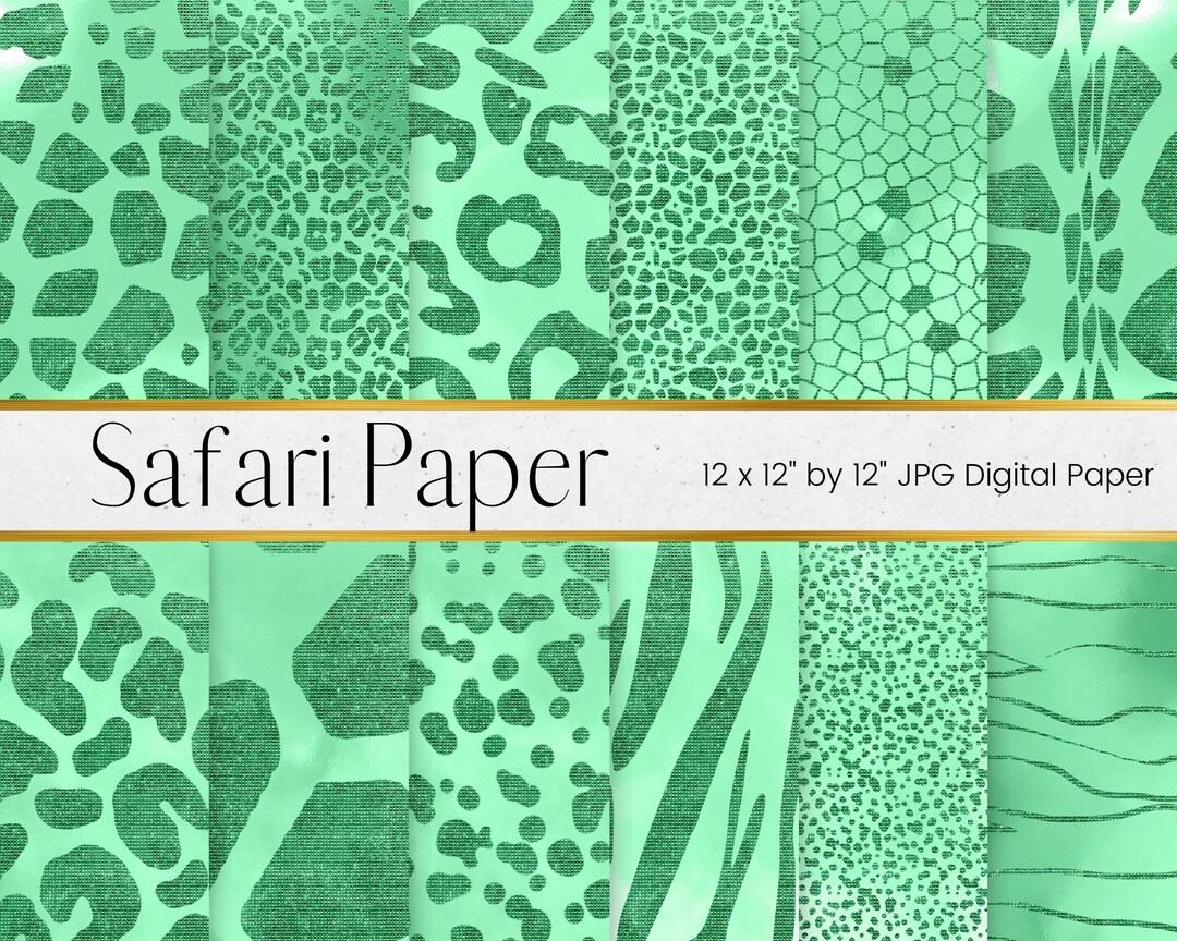 Green Safari Animal Print Digital Paper, Leopard Print Pattern ...