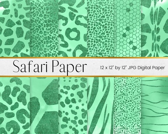 Green Safari Animal Print Digital Paper Leopard Print - Etsy