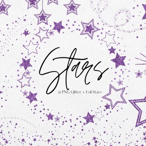 21 Purple Glitter Stars Clipart Set, Purple Glitter Star Frames and ...