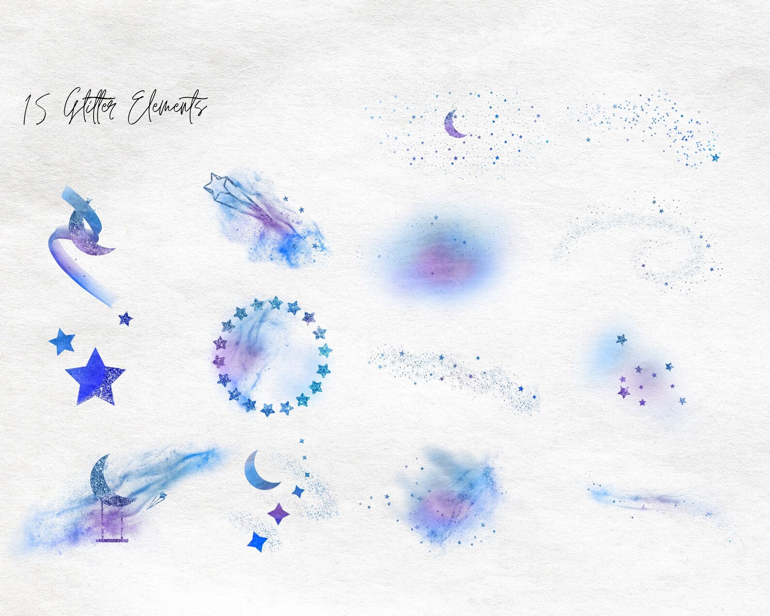 Galaxy Glitter Space Clipart, Cosmic Space Dust, Rainbow Overlay ...