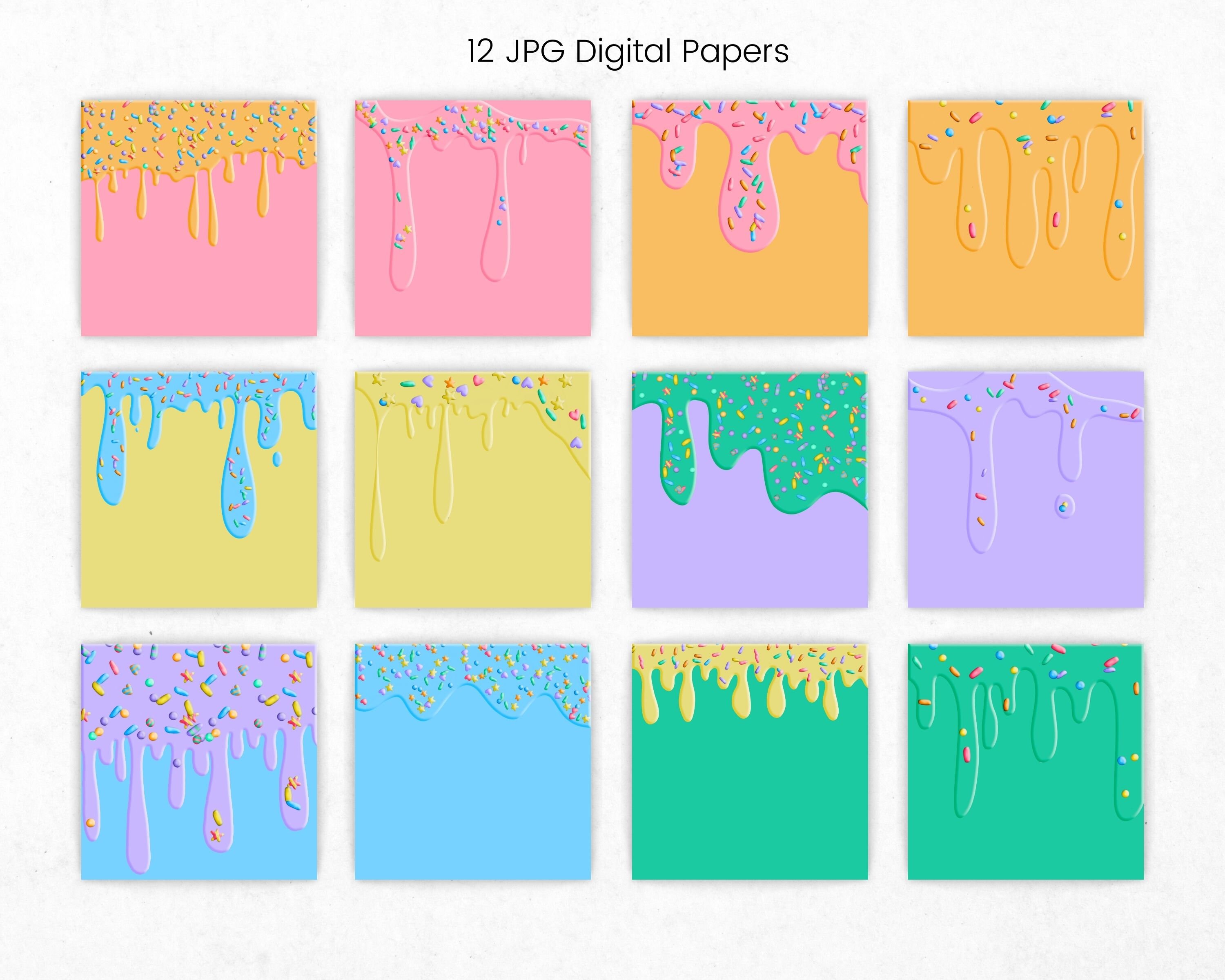 Cake Frosting Dripping Digital Paper Colourful Pink Blue - Etsy