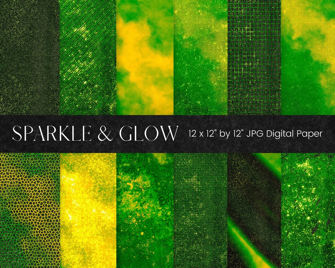 Green Sparkling Digital Paper Packs, Glitter Pattern, Shimmer Textures ...