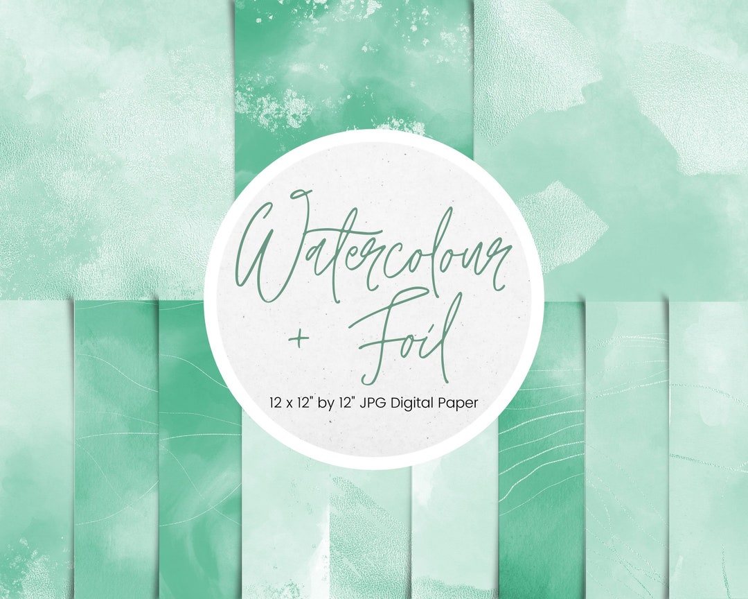 Green Watercolour Digital Paper Pattern, Digital Scrapbook Paper 12x12 ...