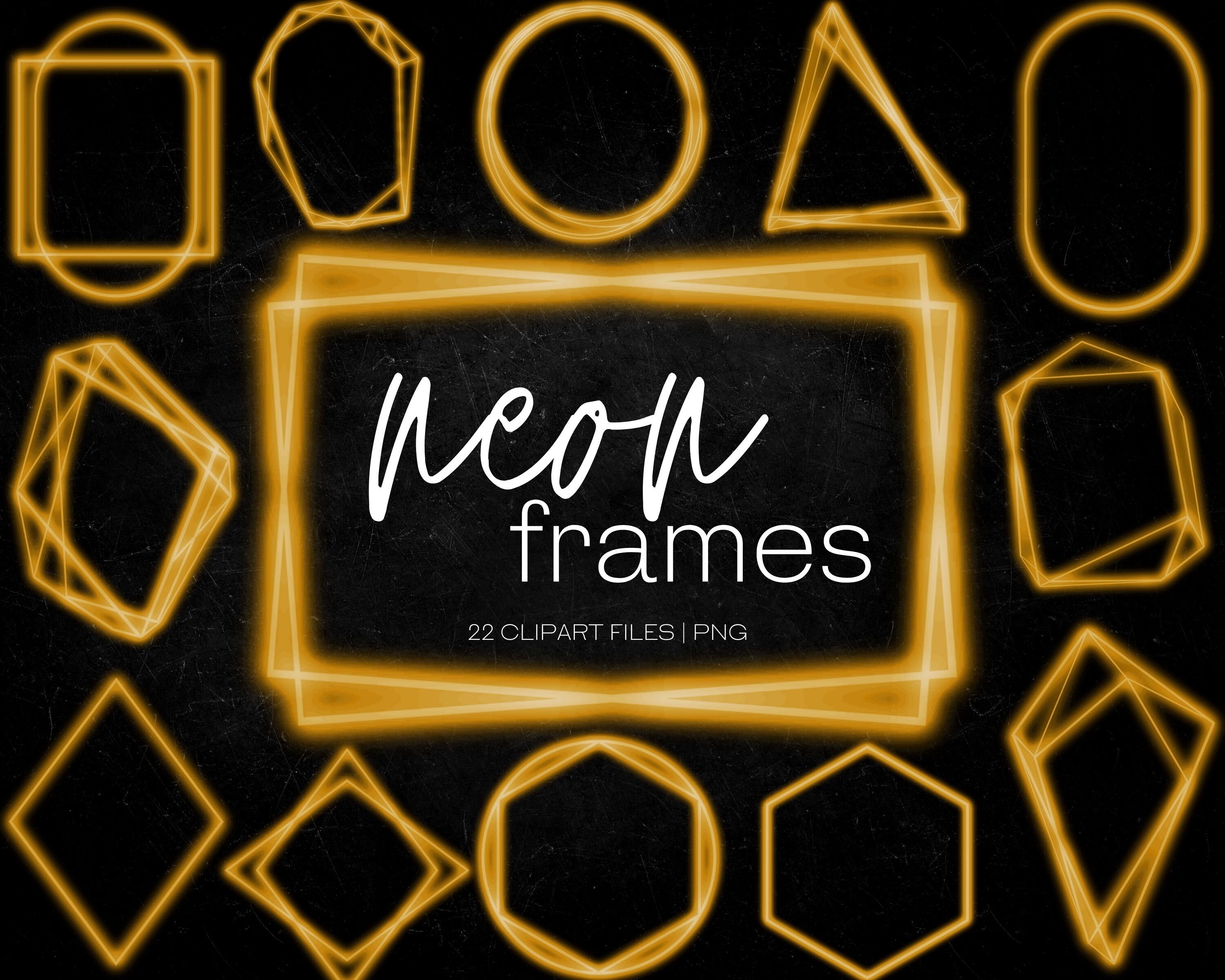 Orange Neon Frame Clipart, Glowing Neon Clipart Overlay, Transparent ...