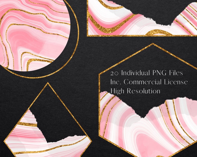 Pink Agate Frame Clipart Watercolour Geode PNG Border and - Etsy Australia