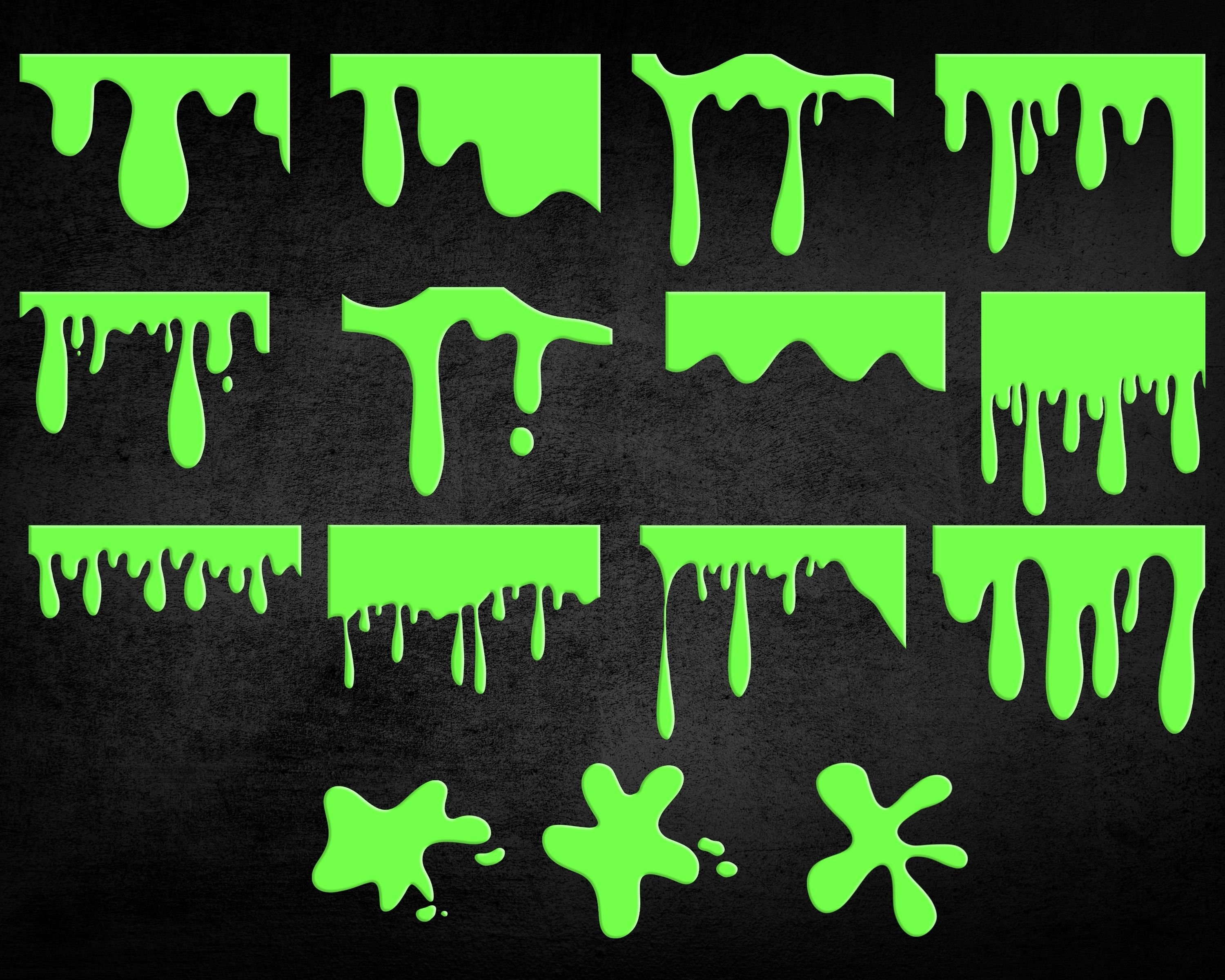 Green Slime Borders Clipart, Dripping Slime Border Overlays, Splash and ...