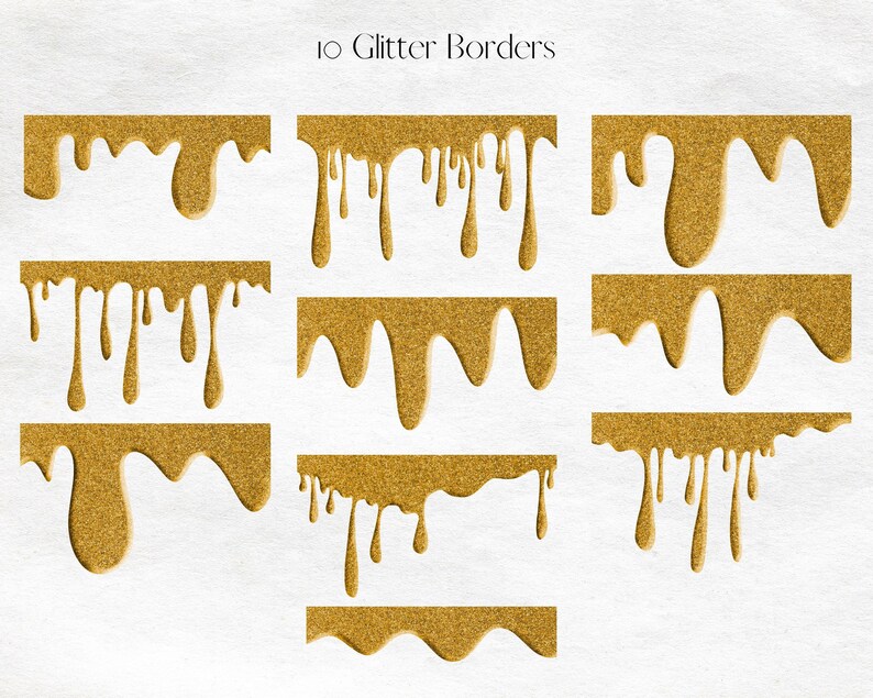 Gold Dripping Clipart Gold Dripping Borders Overlay Glitter - Etsy