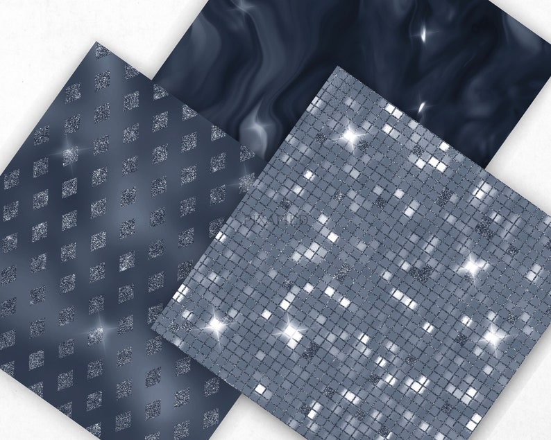 Navy Blue Glam Digital Paper Foil Luxury Textures Glitter - Etsy