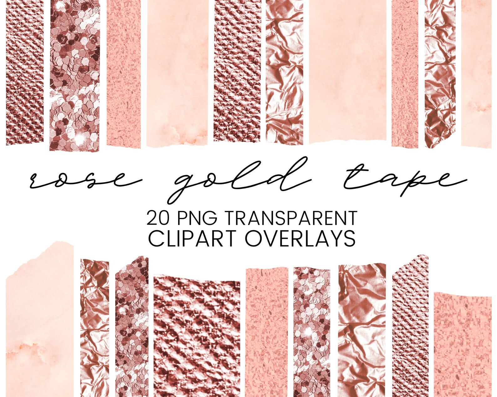 20 Rose Gold Washi Tape Clip Art Digital Washi Tape Clipart, Tape ...