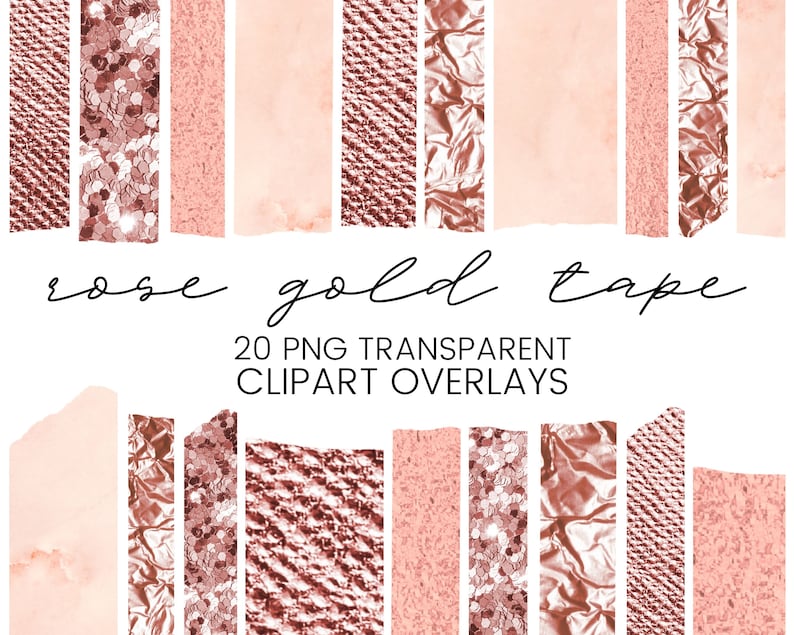 20 Rose Gold Washi Tape Clip Art Digital Washi Tape Clipart - Etsy