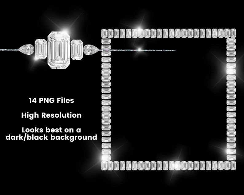 White Diamond Frame Clipart White Diamond Borders Overlay - Etsy Australia