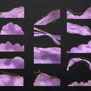 Mermaid Watercolour Border Clip Art,purple Watercolor Gold Glitter ...
