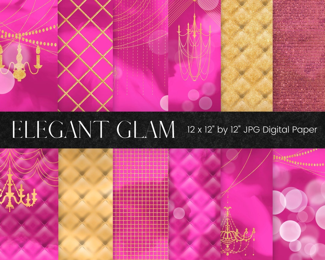 Elegant Glam Digital Paper, Chandelier Digital Paper, Tufted Gold ...
