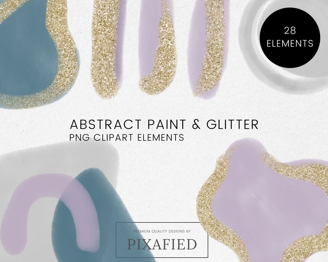 28 Watercolor and Glitter Paint Abstract Brush Strokes, Purple Navy ...