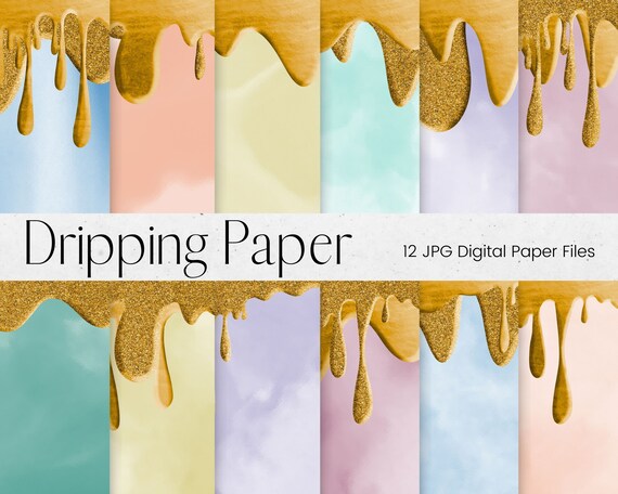 Rainbow Dripping Glitter Digital Paper Pattern Dripping Gold - Etsy