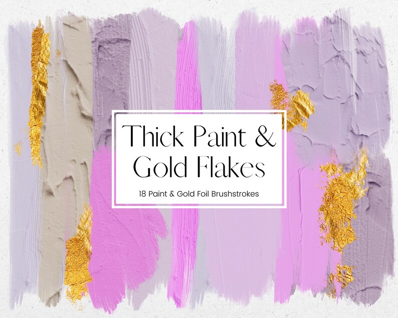 Purple Thick Brushstroke Clipart Metal Gold Flakes Digital - Etsy