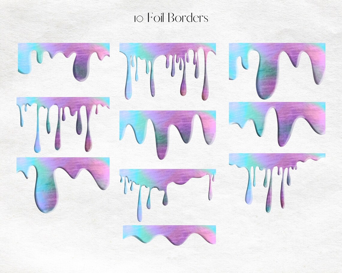 Pastel Dripping Clipart Rainbow Dripping Borders Overlay - Etsy