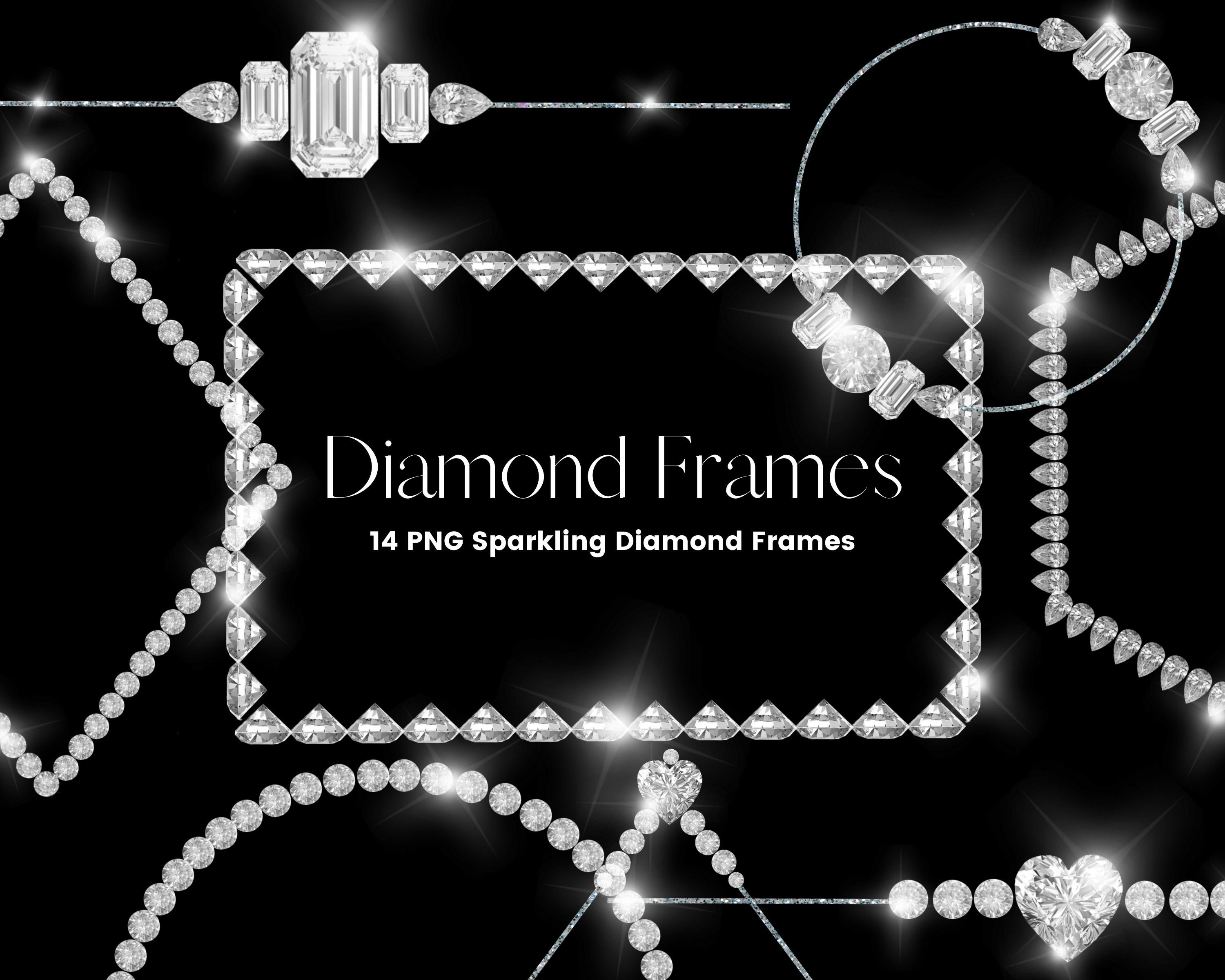 White Diamond Frame Clipart White Diamond Borders Overlay | Etsy
