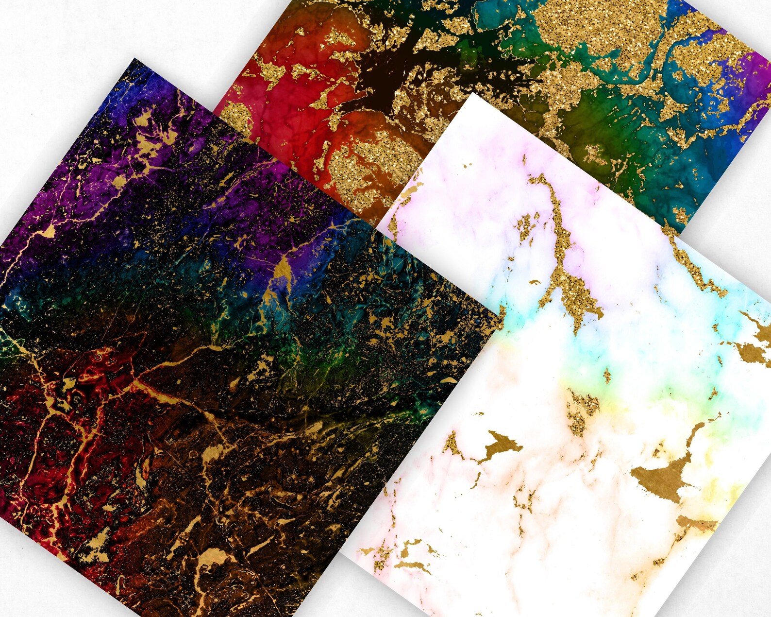 Rainbow Marble Pattern Digital Paper Rainbow Glitter and - Etsy