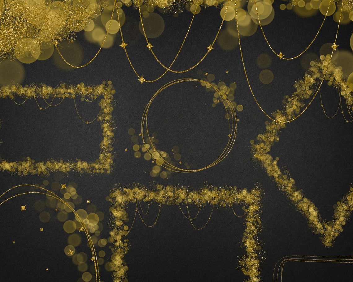 Yellow Sparkling Frame Clipart Yellow Bokeh and Gold Glitter - Etsy