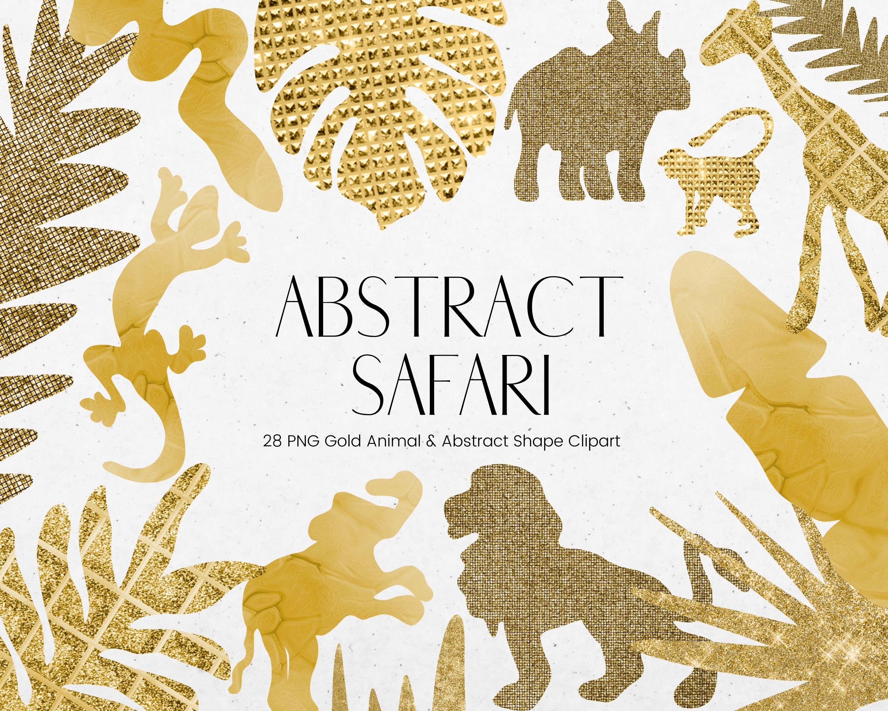 Gold Abstract Animal Clipart Gold African Safari Clipart - Etsy