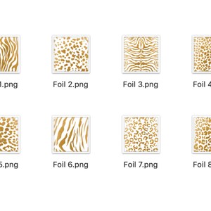16 Gold Glitter and Foil Animal Print Pattern Overlays, Tiger, Leopard ...