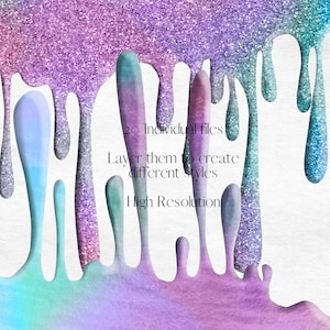 Pastel Dripping Clipart, Rainbow Dripping Borders Overlay, Pink Blue ...