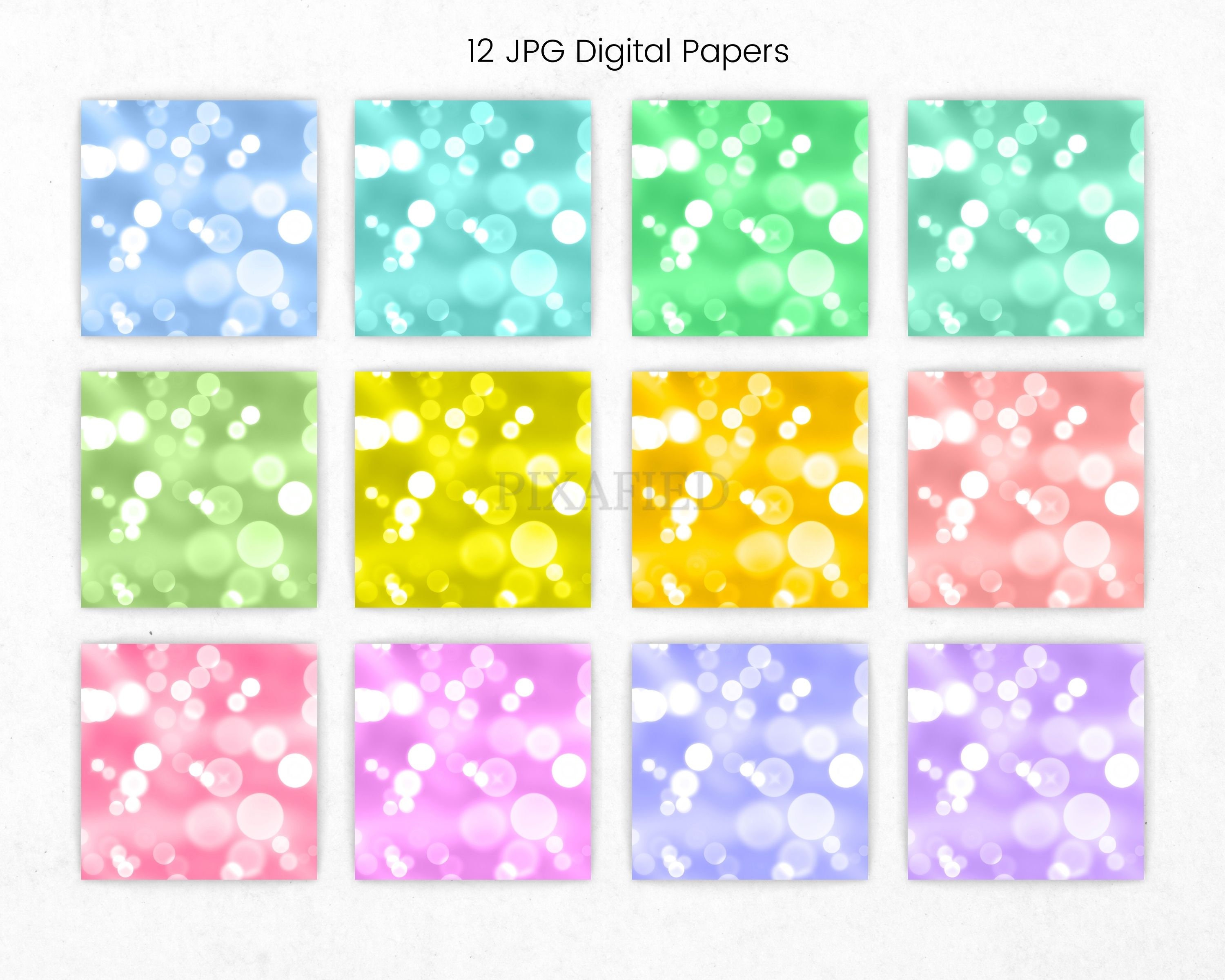 Colourful Bokeh Digital Paper, Pink Blue Green Digital Scrapbooking ...