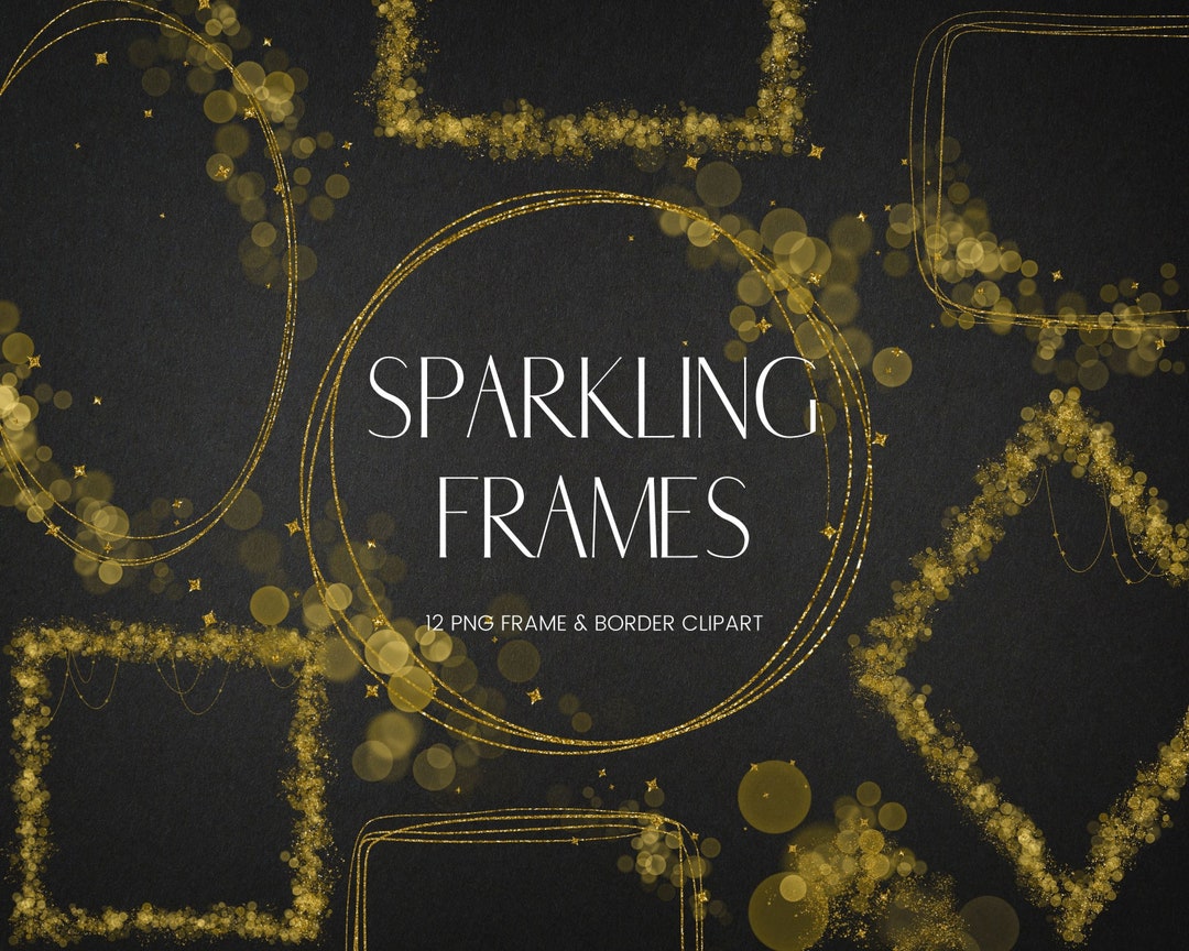 Yellow Sparkling Frame Clipart, Yellow Bokeh and Gold Glitter Borders ...
