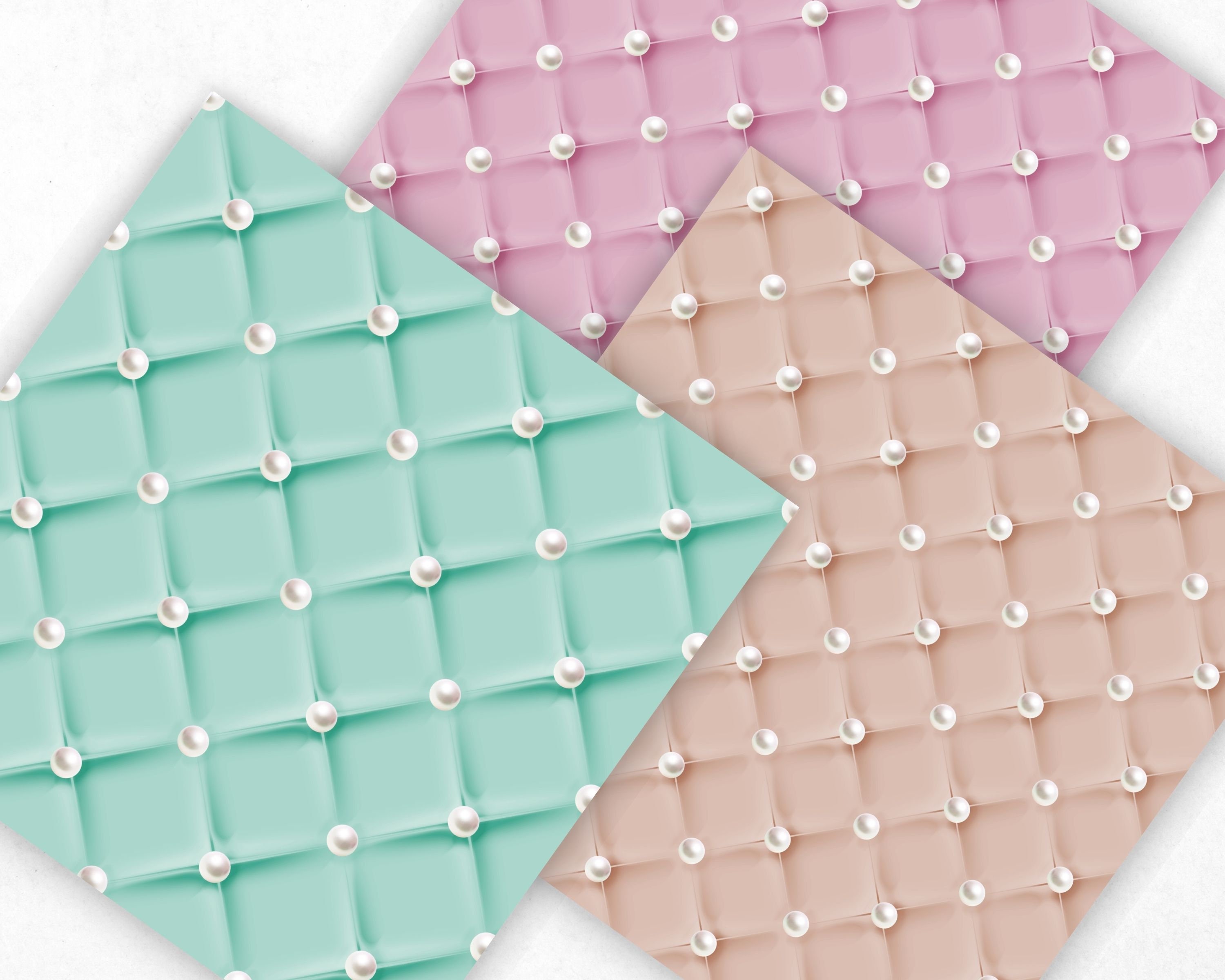 Pearl Tufted Digital Paper, Luxury Quilted Texture, Pink Princess ...