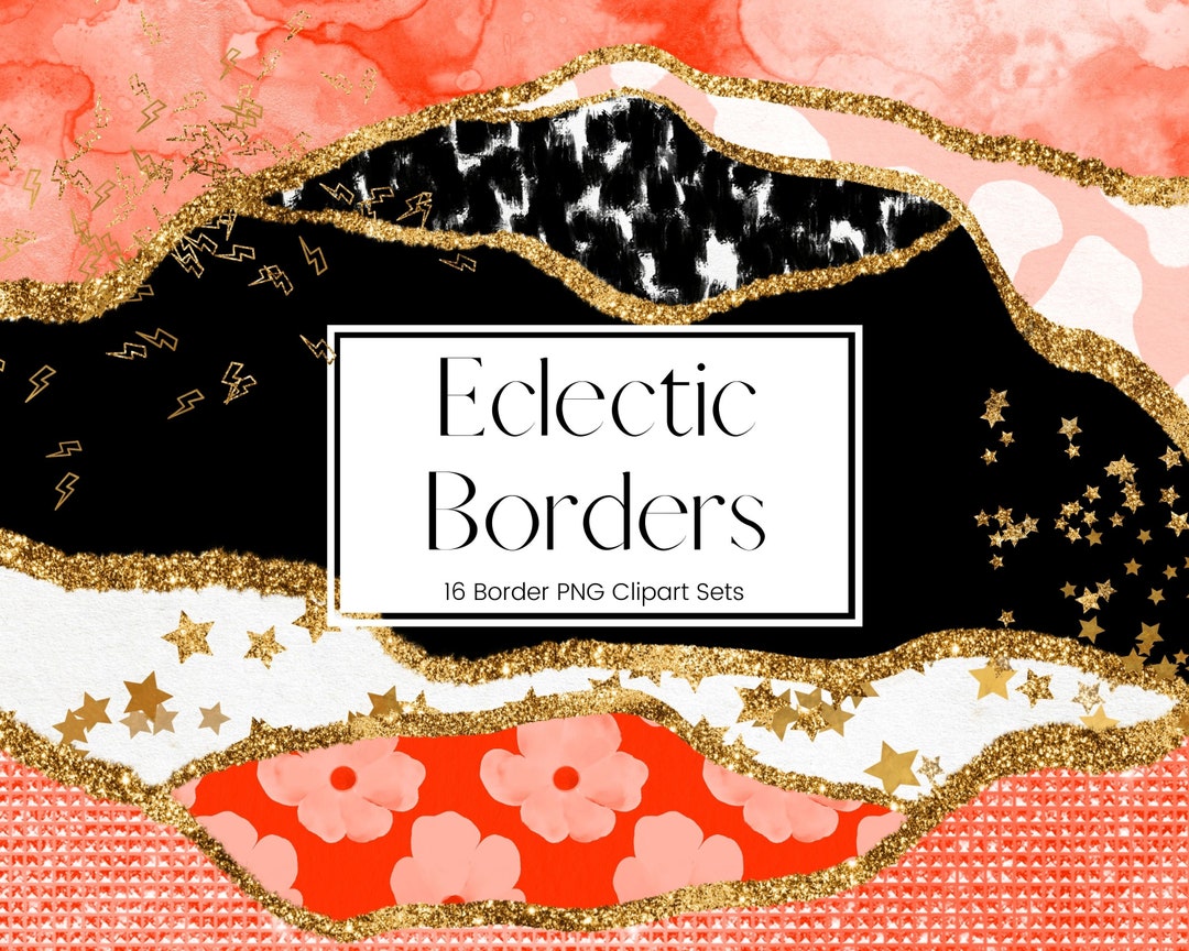 Eclectic Border Clipart, Red Border Overlays, Transparent PNG Marble ...