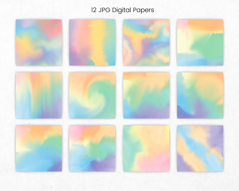Rainbow Watercolour Digital Paper Coloruful Graphics Texture | Etsy